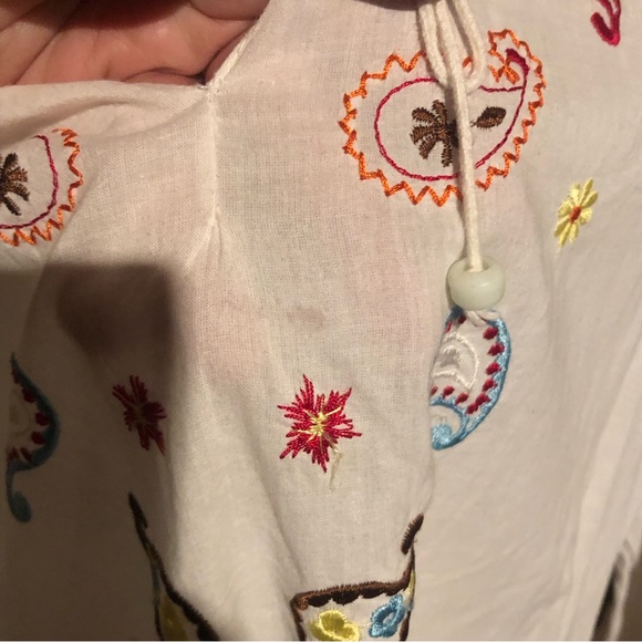Unique Spectrum | Tops | Boho Peasant Embroidered Cotton Hippie Top ...